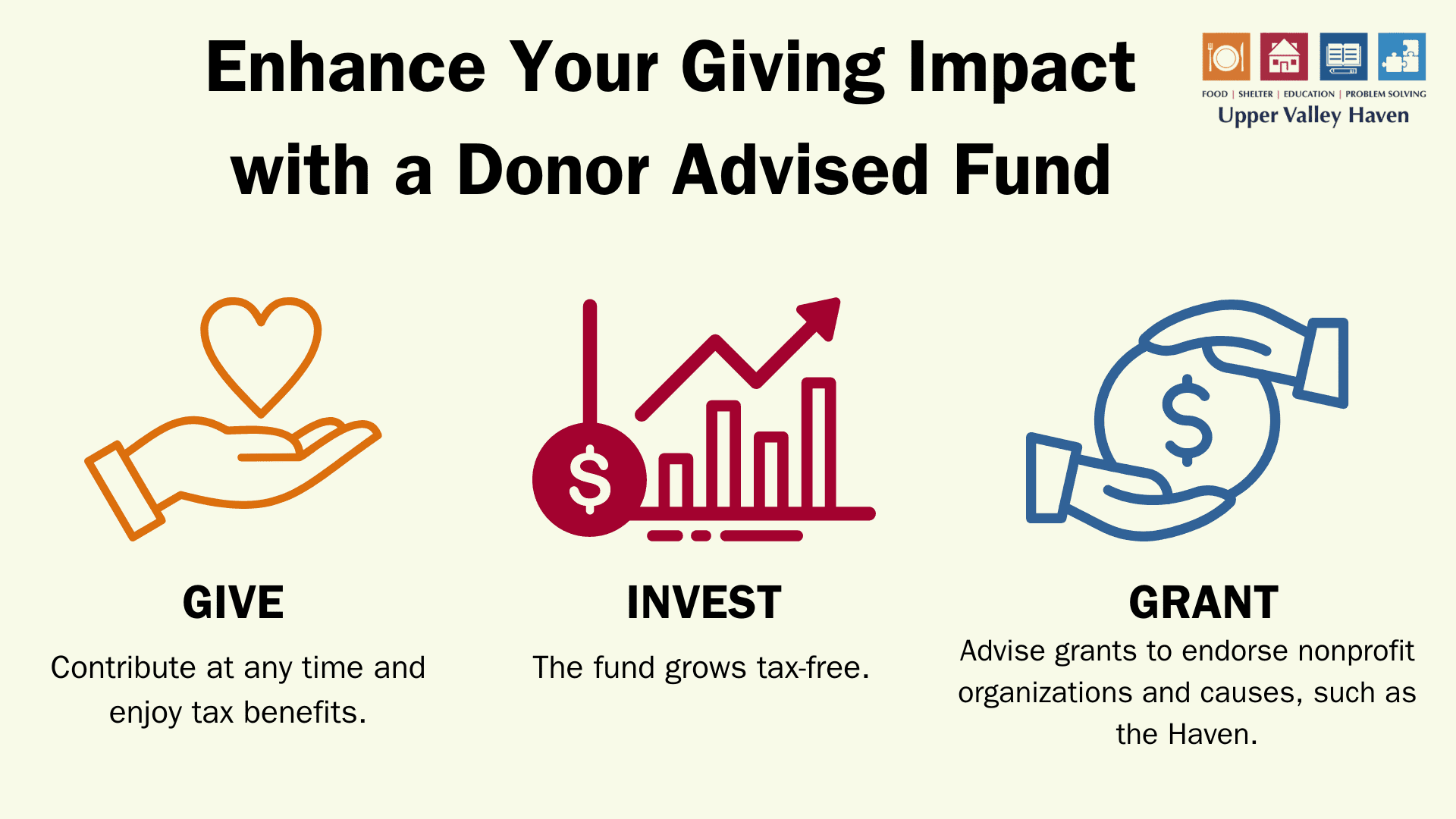 Give through your donor-advised fund (DAF) - Upper Valley Haven